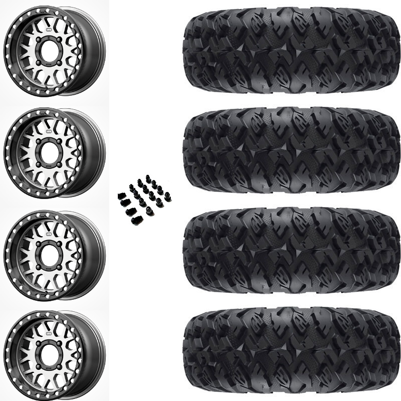 14" KMC KS235 Grenade Beadlock Machined & 32" EFX MotoClaw Wheel and ...