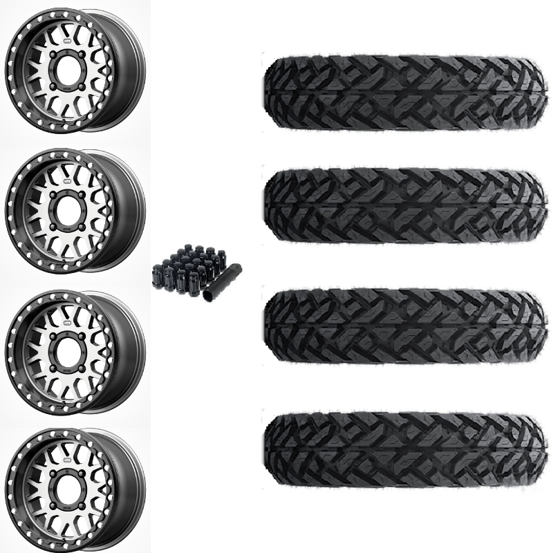 15" KMC KS235 Grenade Beadlock Machined & 30" Fuel Gripper UTV Wheel ...