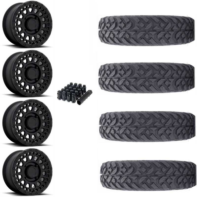 14" Black Rhino Parker UTV Black & 32" Fuel Gripper T/R/K Wheel and ...