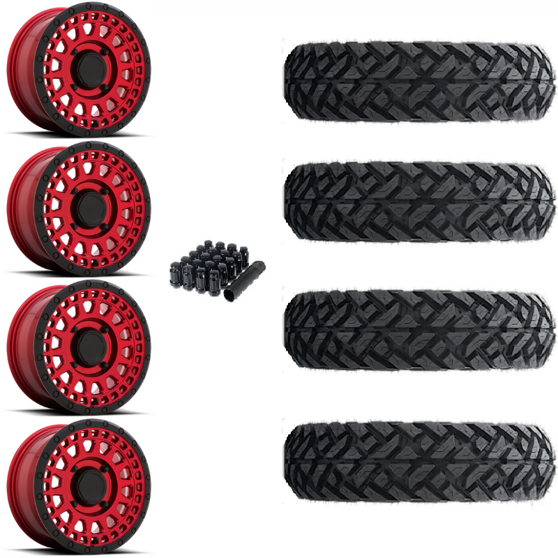 14" Black Rhino Parker UTV Candy Red & 28" Fuel Gripper UTV Wheel and ...