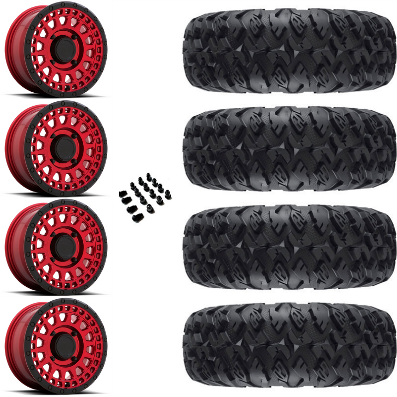 14" Black Rhino Parker UTV Candy Red & 32" EFX MotoClaw Wheel and Tire ...