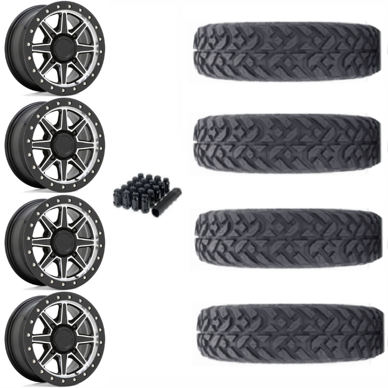 14" Black Rhino Webb UTV Machined & 32" Fuel Gripper T/R/K Wheel and ...
