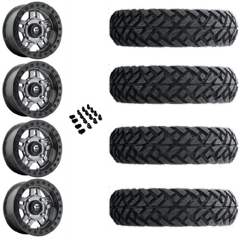 14" Fuel Anza Beadlock D918 Anthracite & 30" Fuel Gripper UTV Wheel and ...