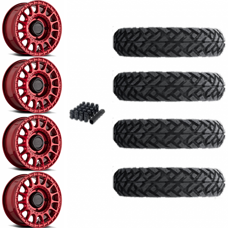 15" Black Rhino Sandstorm Candy Red & 30" Fuel Gripper UTV Wheel and ...