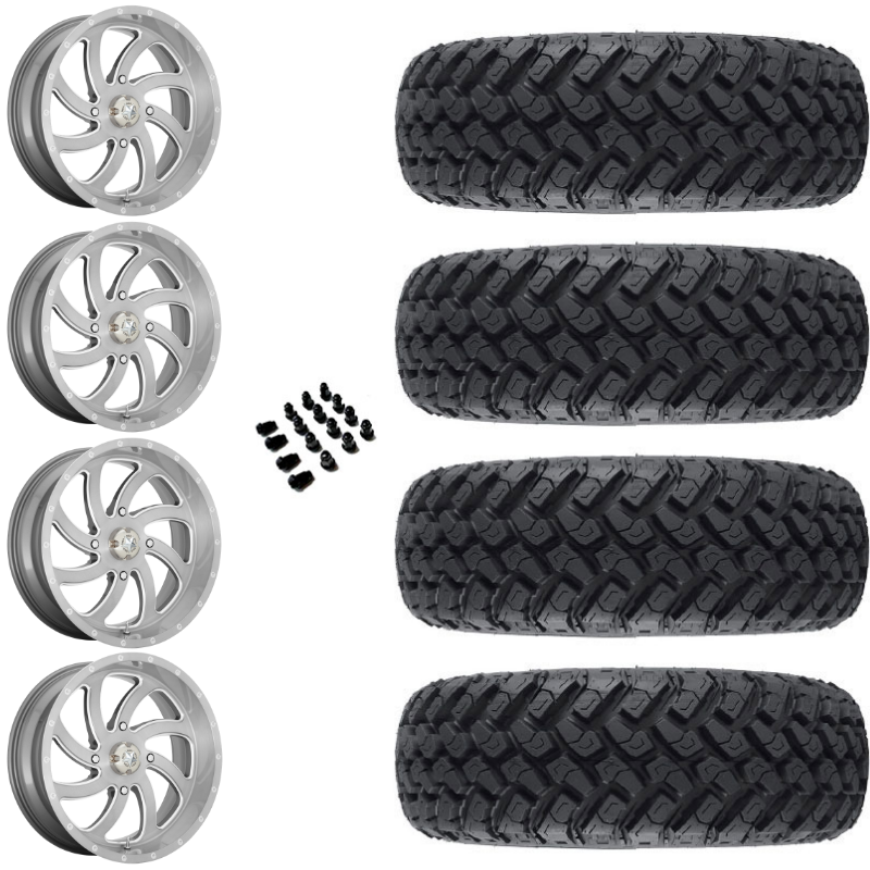 18" MSA M36 Switch Brushed Titanium & 33" EFX MotoHammer Wheel and Tire ...