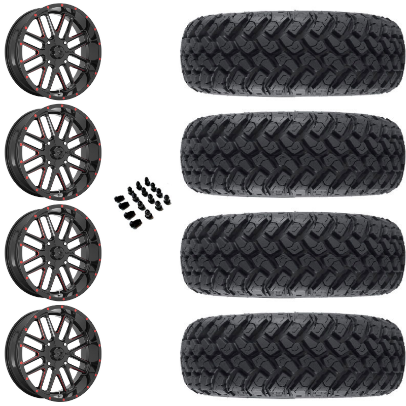 20" MSA M35 Bandit Red Tint & 34" EFX MotoHammer Wheel and Tire Package