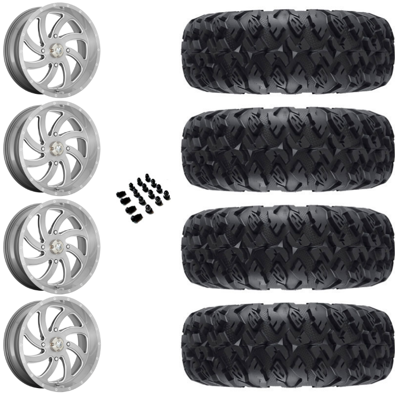 20" MSA M36 Switch Brushed Titanium & 33" EFX MotoClaw Wheel and Tire ...