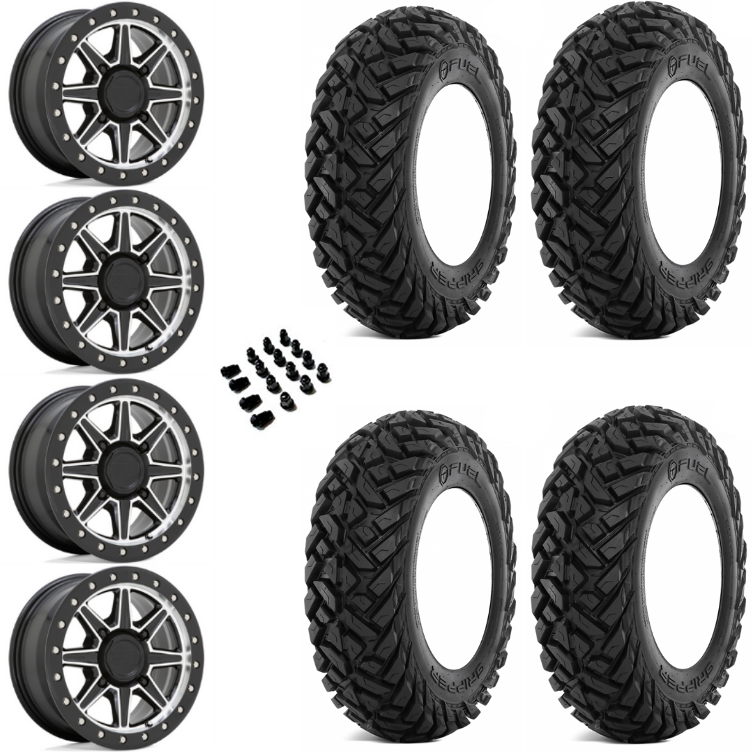 14" Black Rhino Webb UTV Machined & 30" EFX Gripper UTV Wheel and Tire ...