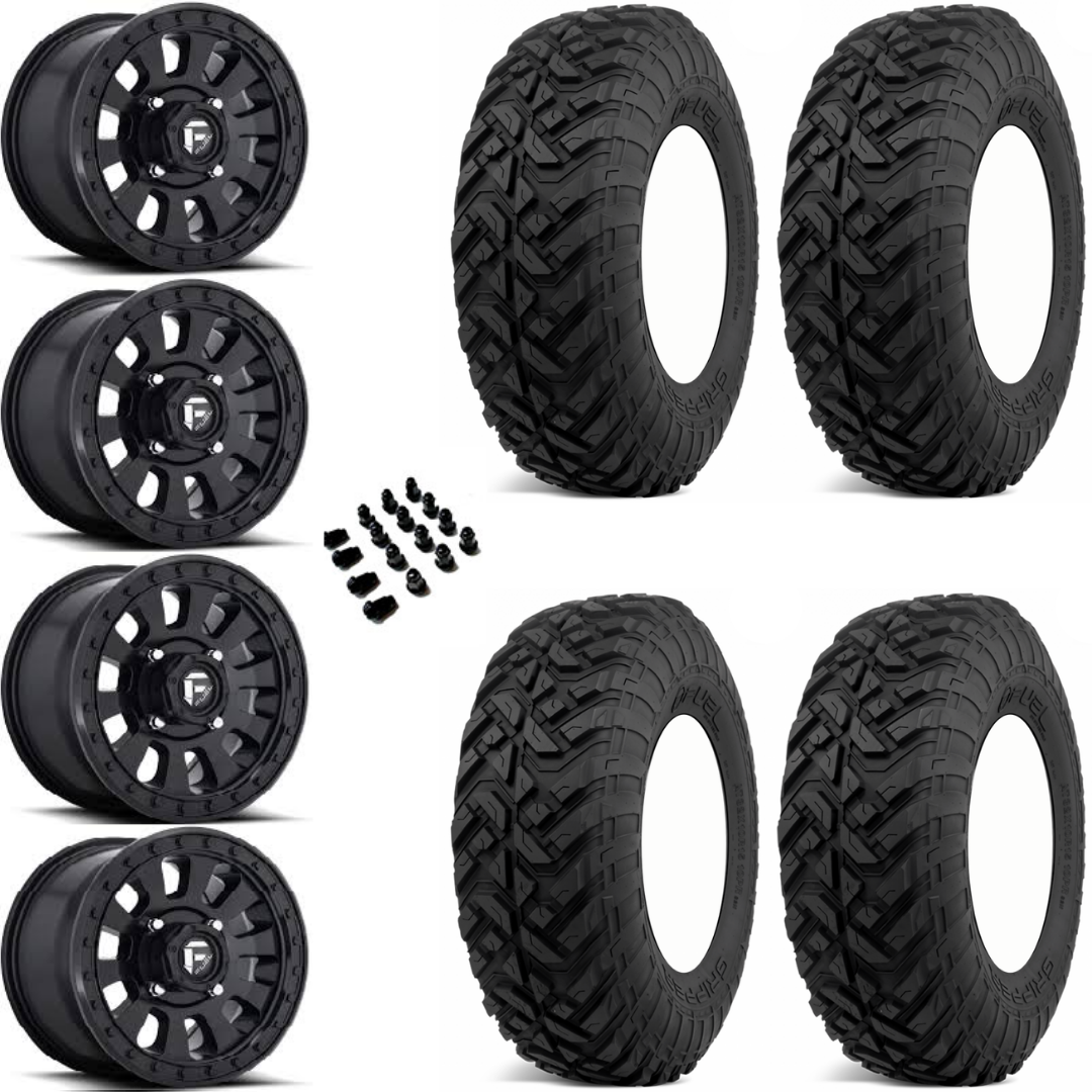 14" Fuel Tactic D630 Black & 28" EFX Gripper R/T-K Wheel and Tire Package