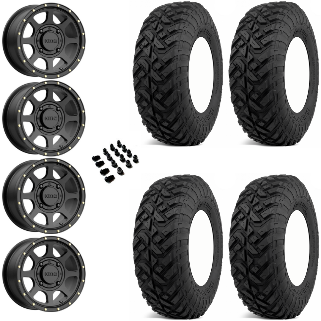 14" KMC KS134 Addict 2 Black & 32" EFX Gripper R/T-K Wheel and Tire Package