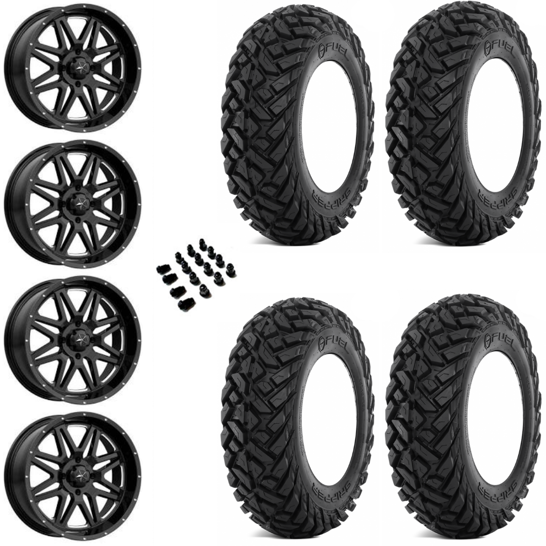14" MSA M26 Vibe Black Milled & 30" EFX Gripper UTV Wheel and Tire Package