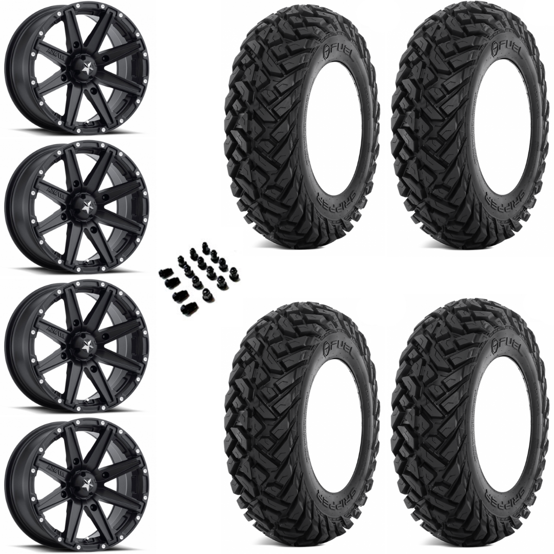 14" MSA M33 Clutch Black & 30" EFX Gripper UTV Wheel and Tire Package