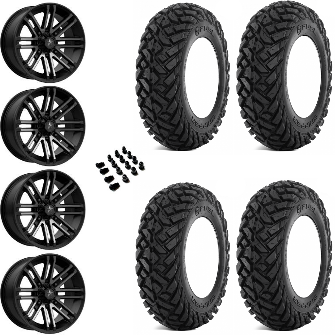 14" MSA M40 Rogue Black/Titanium & 30" EFX Gripper UTV Wheel and Tire ...