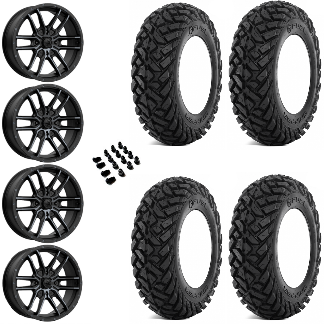14" MSA M43 Fang Black Titanium & 30" EFX Gripper UTV Wheel and Tire ...