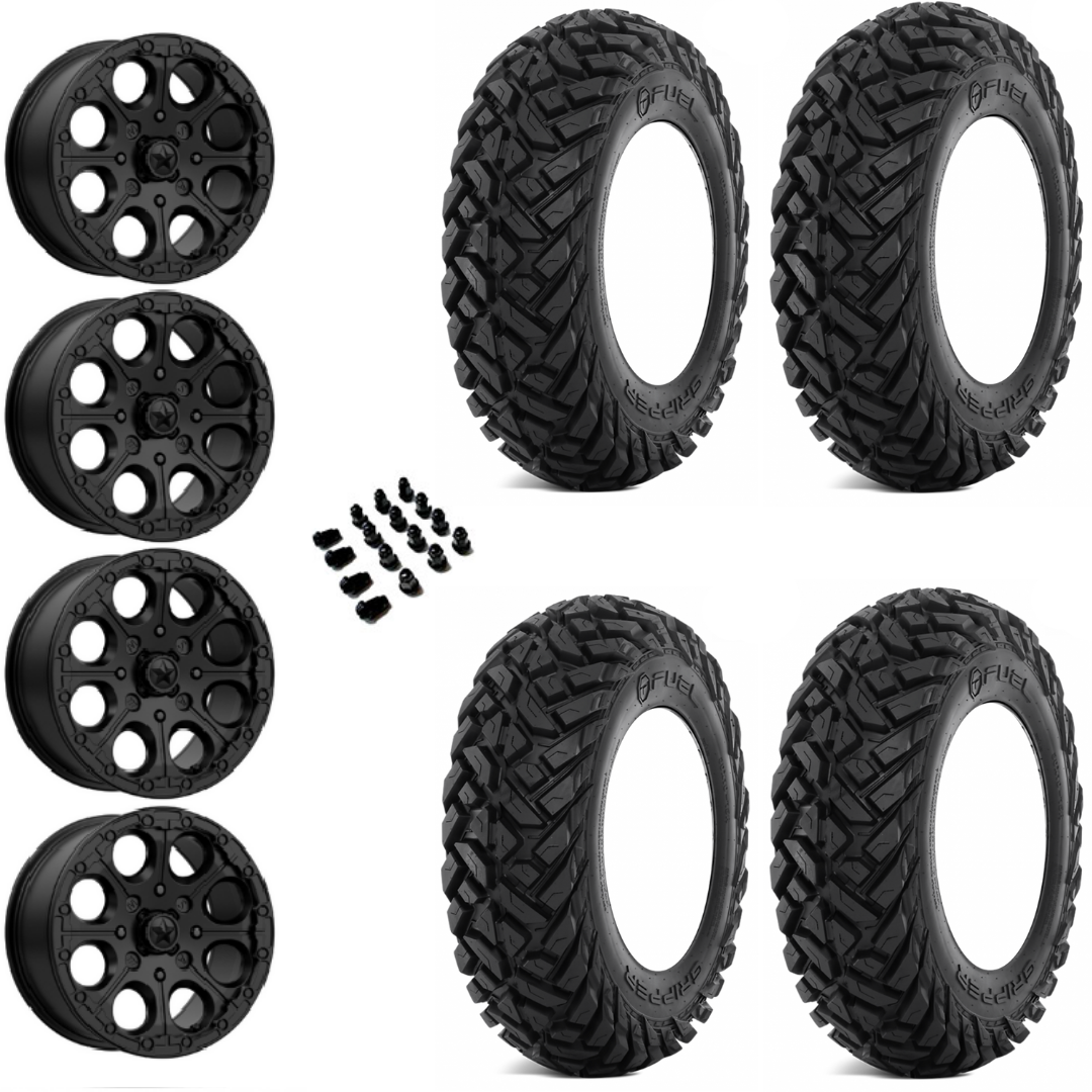 14" MSA M44 Cannon Beadlock Black & 30" EFX Gripper UTV Wheel and Tire ...