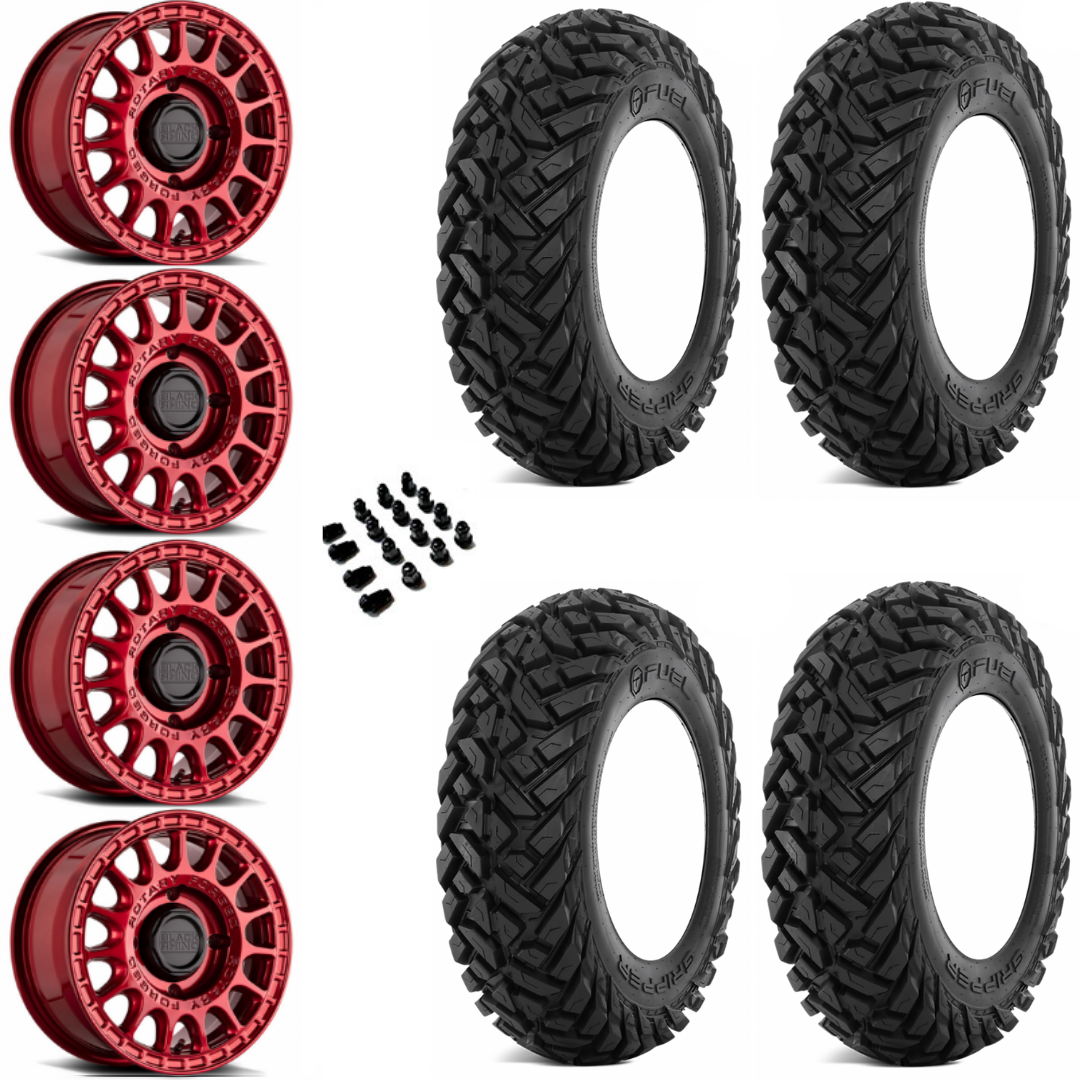 15" Black Rhino Sandstorm Candy Red & 30" EFX Gripper UTV Wheel and ...