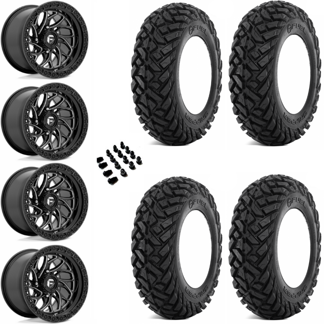 15" Fuel D741 Runner Black & 30" EFX Gripper UTV Wheel and Tire Package