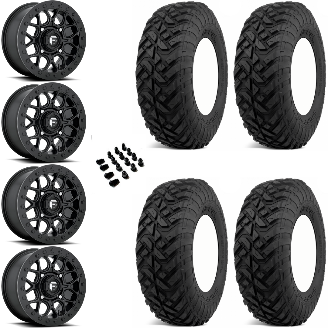15" Fuel Tech Beadlock D916 Black & 32" EFX Gripper R/T-K Wheel and Tire Package