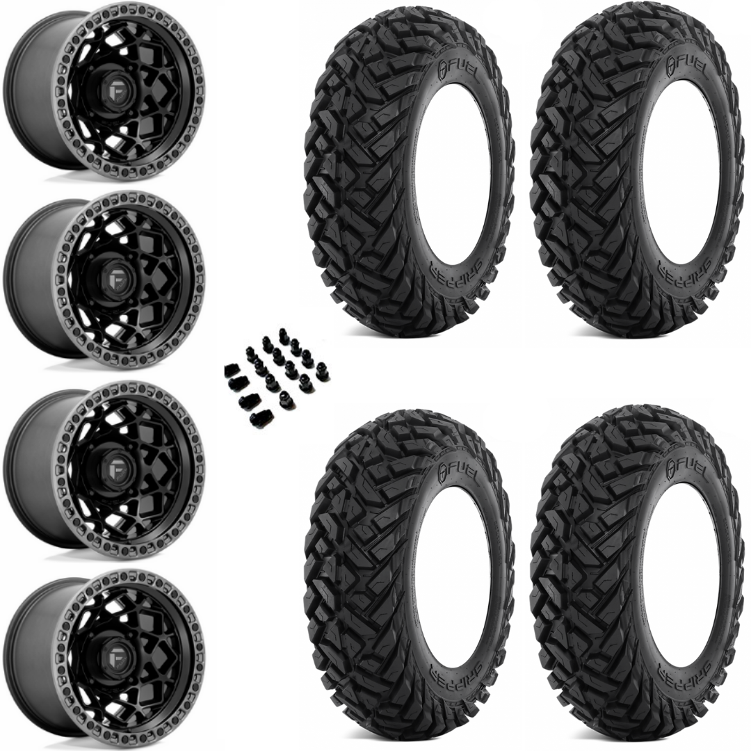 15" Fuel D783 Unit Black & 30" EFX Gripper UTV Wheel and Tire Package