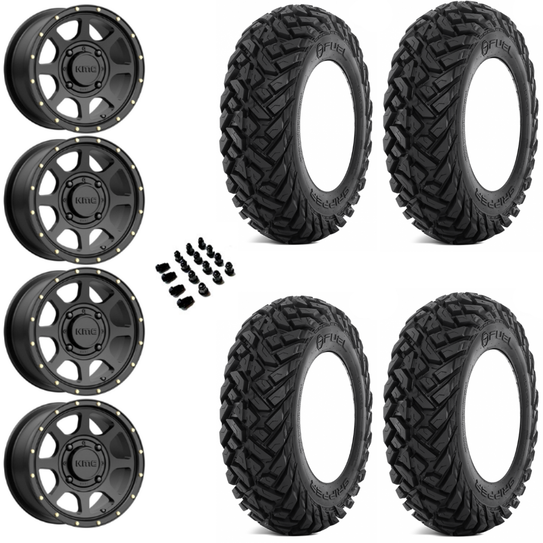 14" KMC KS134 Addict 2 Black & 28" EFX Gripper UTV Wheel and Tire Package