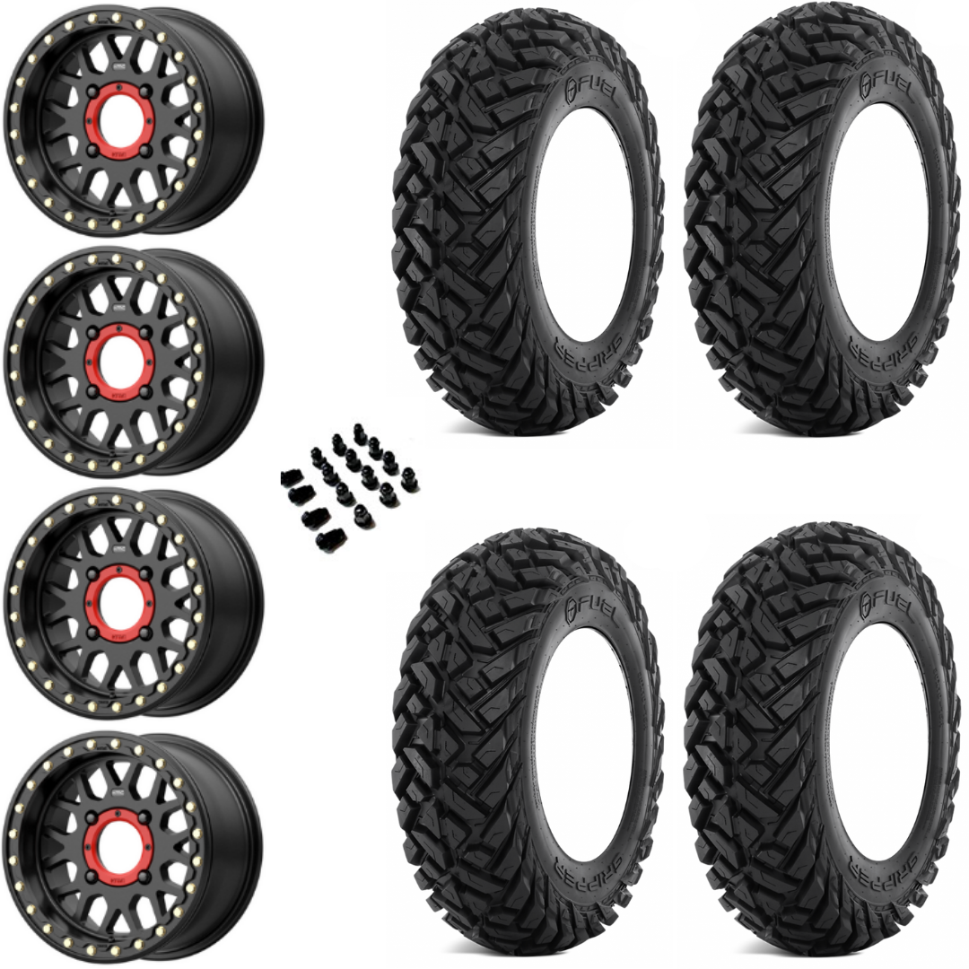 15" KMC KS235 Grenade Beadlock Black & 30" EFX Gripper UTV Wheel and ...