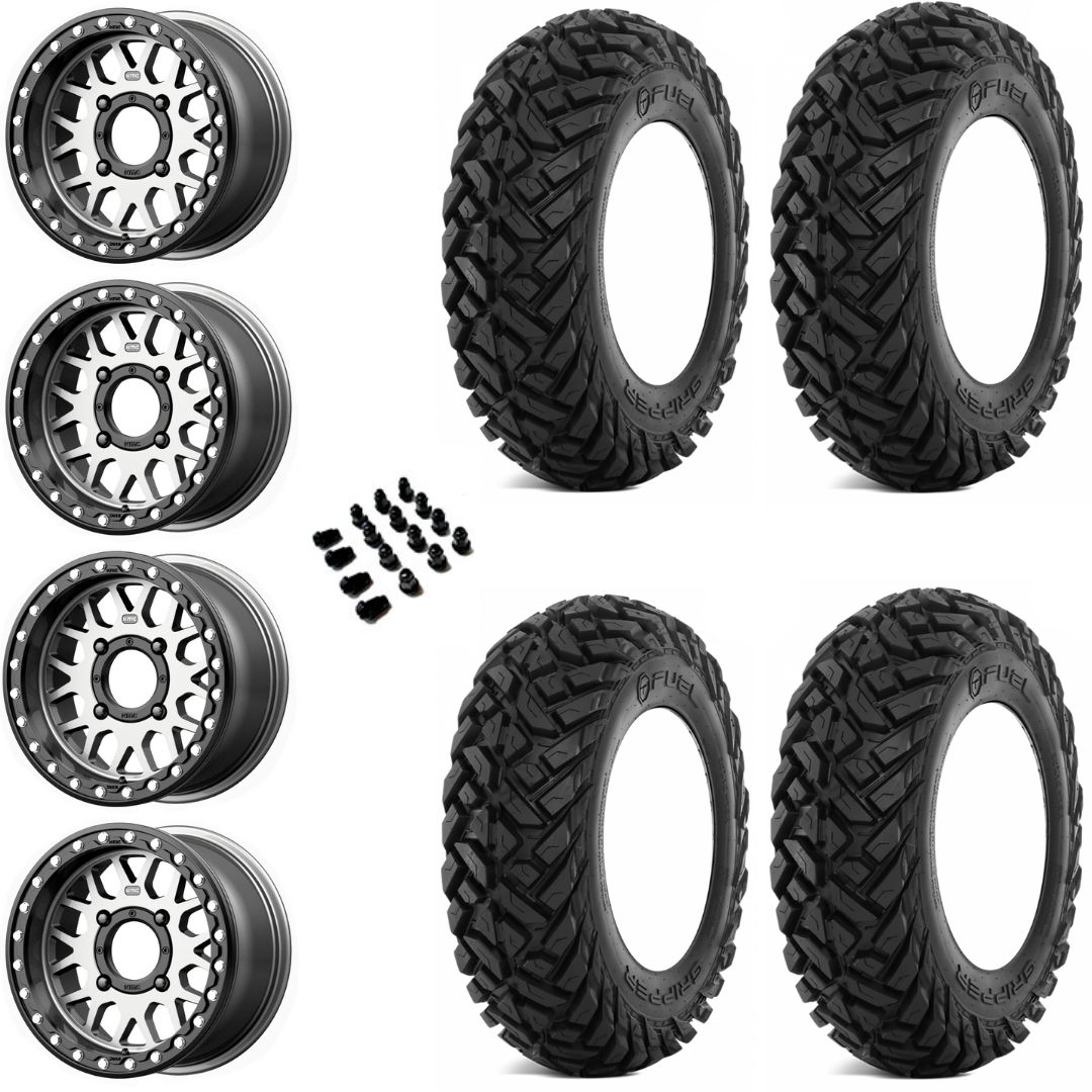 15" KMC KS235 Grenade Beadlock Machined & 30" EFX Gripper UTV Wheel and ...