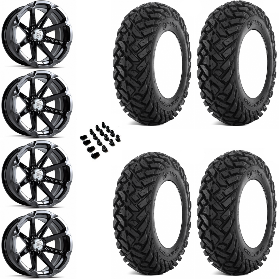 15" MSA M12 Diesel Black & 30" EFX Gripper UTV Wheel and Tire Package