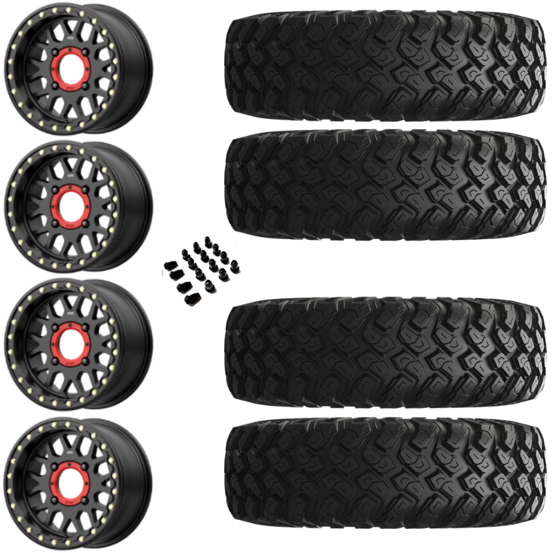 15" KMC KS235 Grenade Beadlock Black & 33" EFX MotoRally Wheel and Tire ...