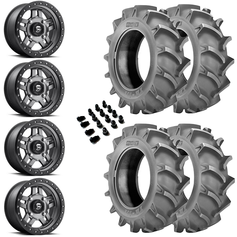 14" Fuel Anza D558 Anthracite & 28" BKT 171 Wheel and Tire Package