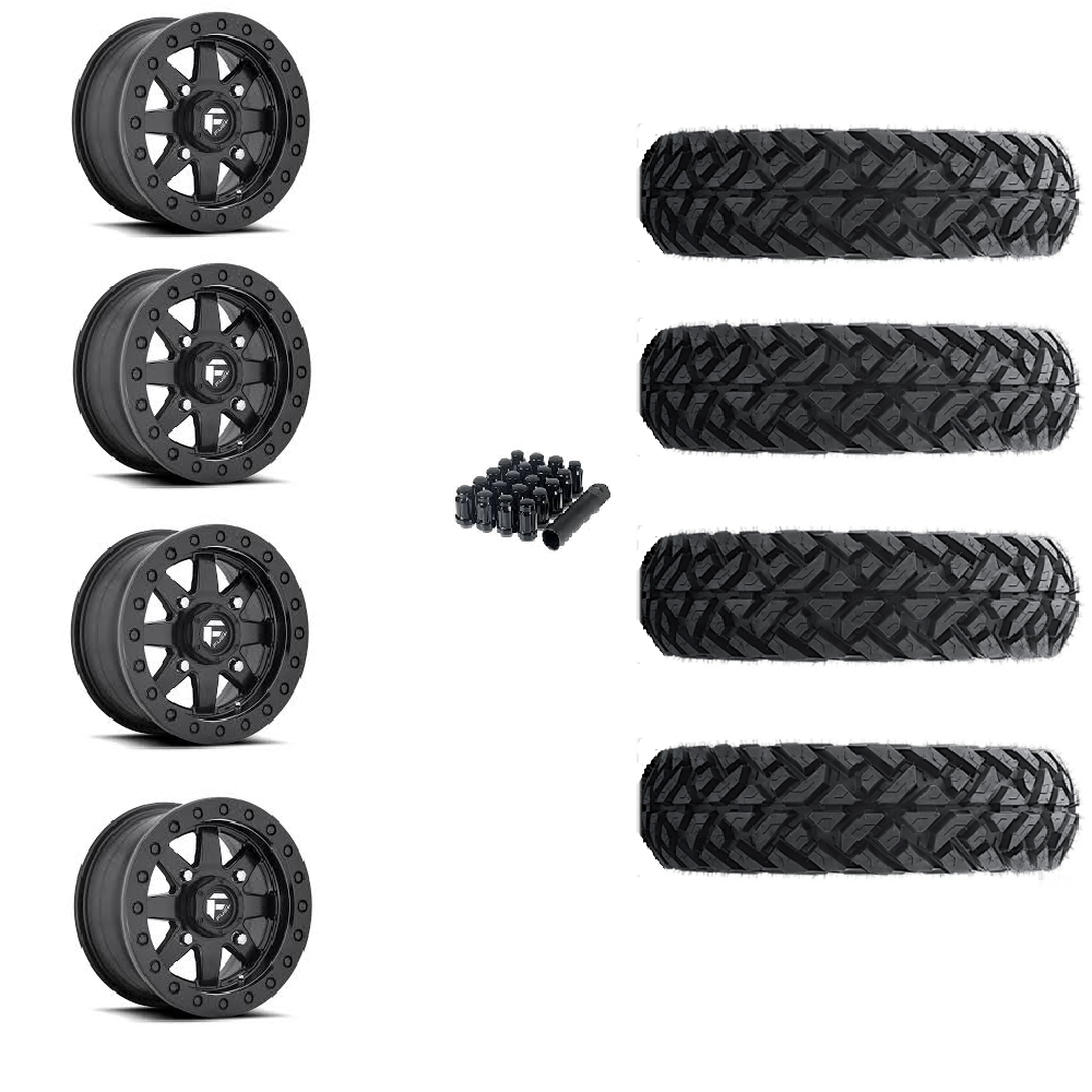14" Fuel Maverick Beadlock D936 Black & 28" Fuel Gripper UTV Wheel and ...