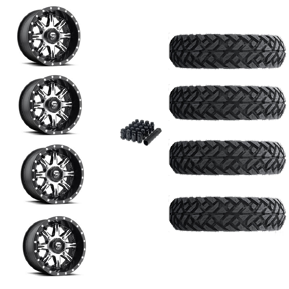 14" Fuel Nutz D541 Black/Machine & 32" Fuel Gripper UTV Wheel and Tire ...