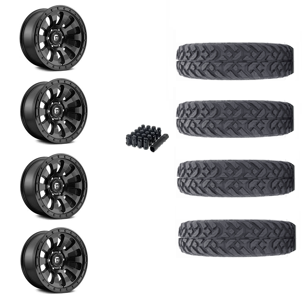 14" Fuel Tactic D630 Black & 28" Fuel Gripper T/R/K Wheel and Tire Package
