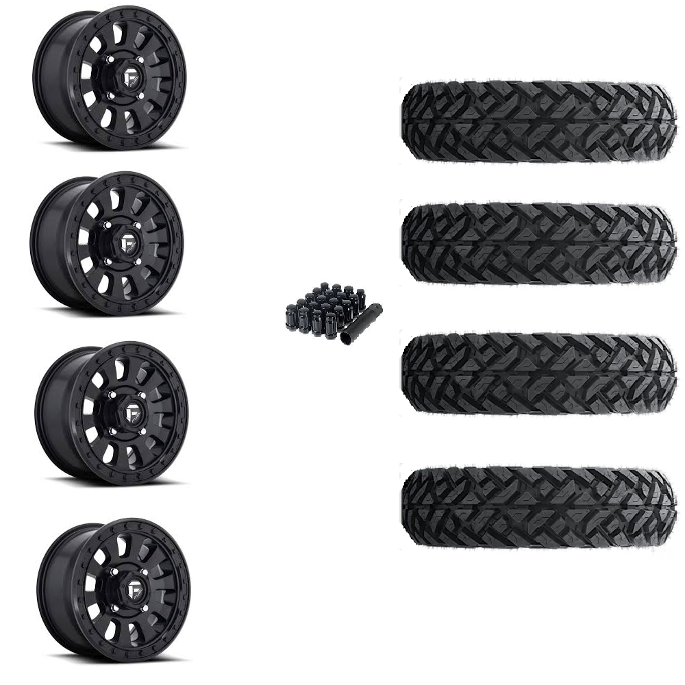 14" Fuel Tactic D630 Black & 28" Fuel Gripper UTV Wheel and Tire Package