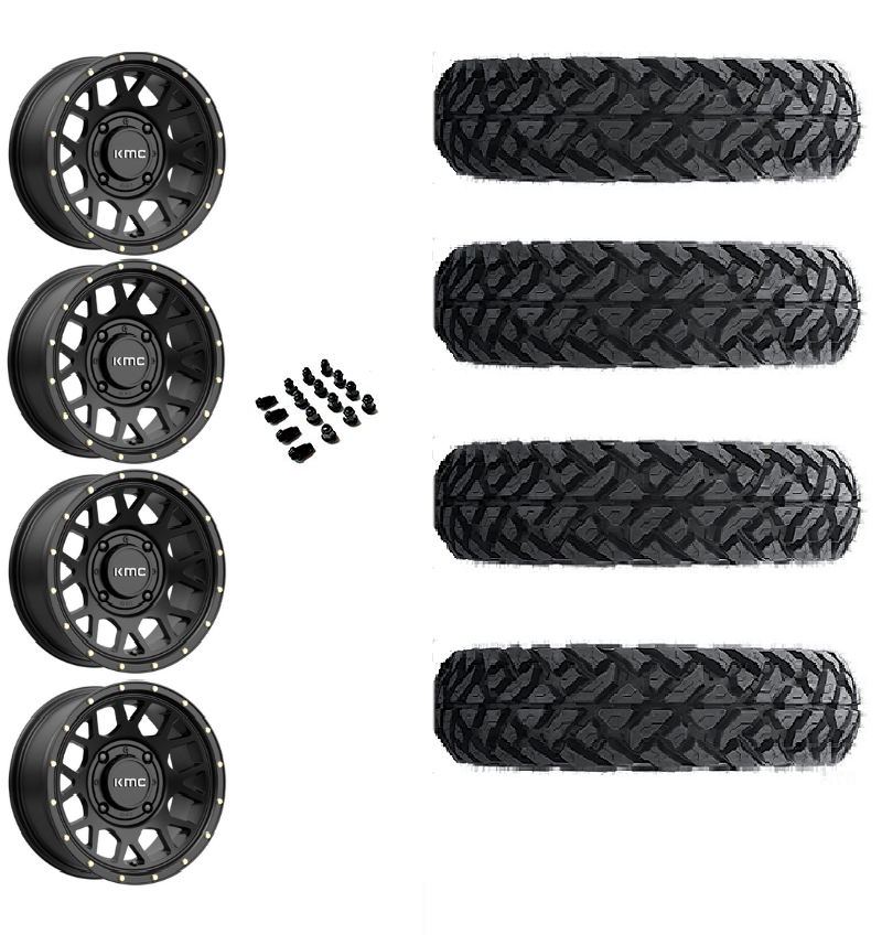 14" KMC KS135 Grenade Black & 30" Fuel Gripper UTV Wheel and Tire Package