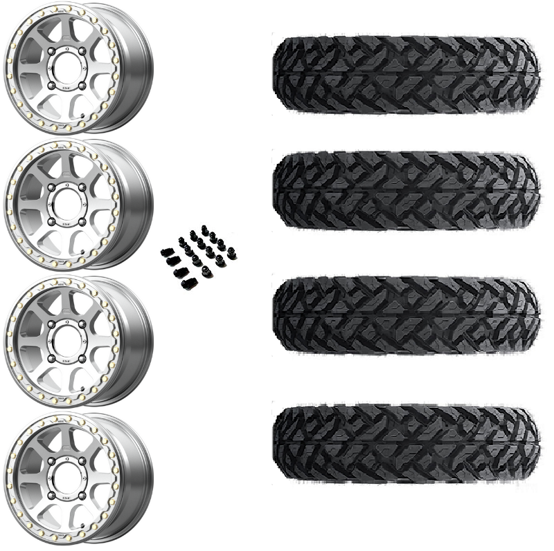 14" KMC KS234 Addict 2 Beadlock Machine & 28" Fuel Gripper UTV Wheel ...