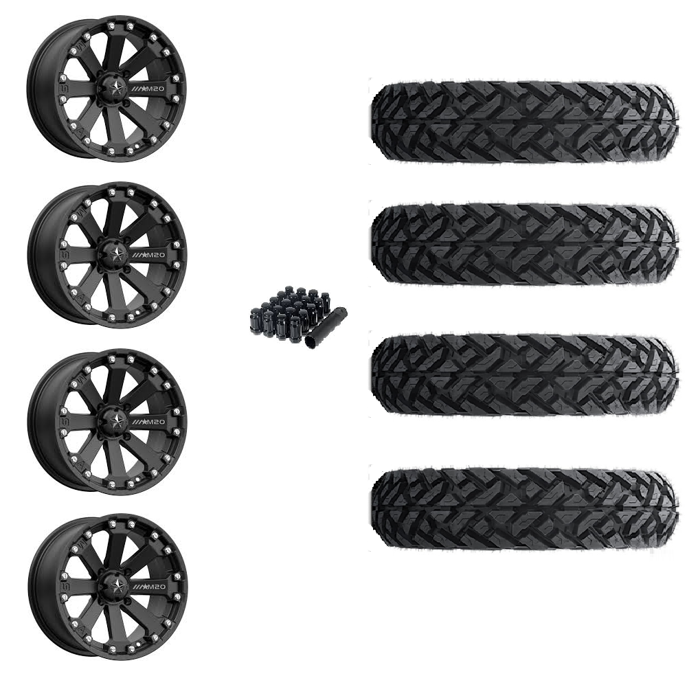 14" MSA M20 Kore Black & 28" Fuel Gripper UTV Wheel and Tire Package