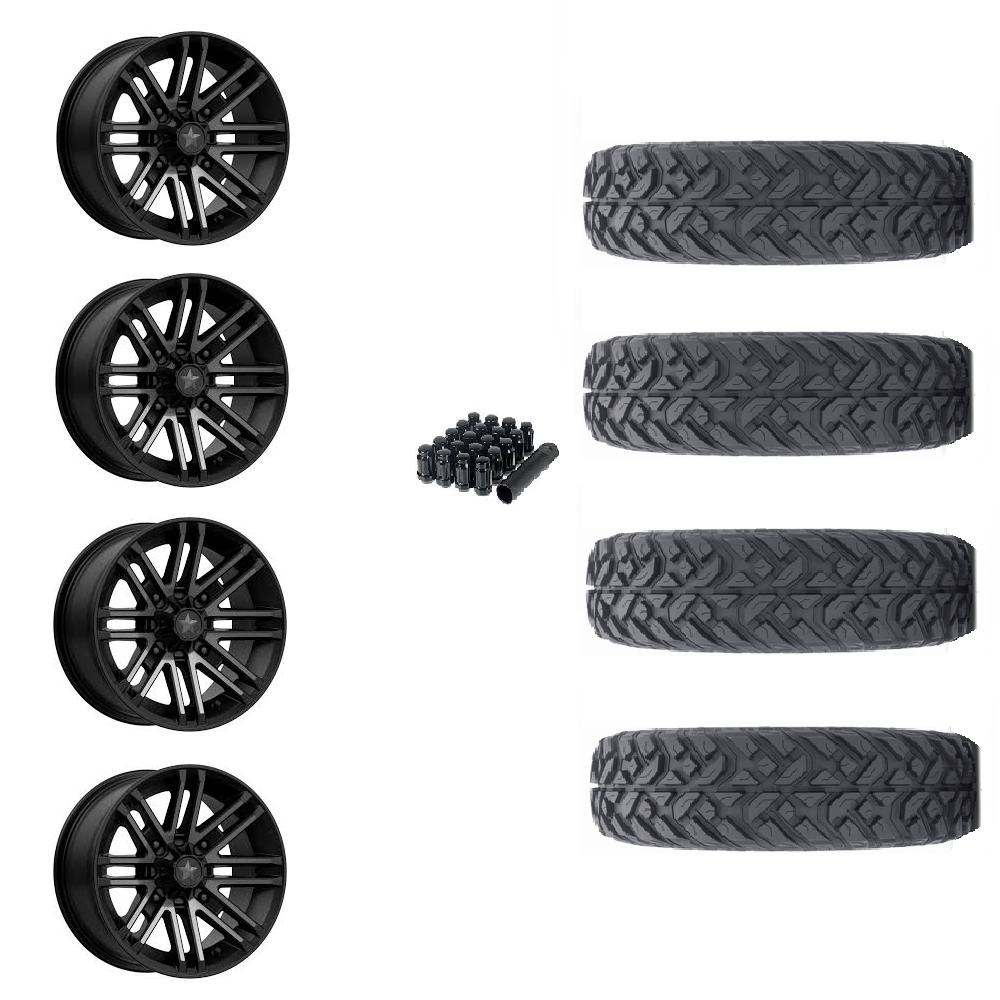 14" MSA M40 Rogue Black/Titanium & 28" Fuel Gripper T/R/K Wheel and ...