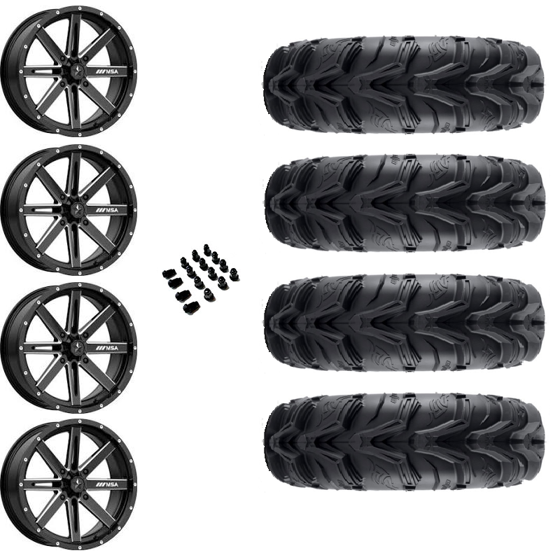 14" MSA M41 Boxer Black Milled & 27" EFX MotoMax Wheel and Tire Package