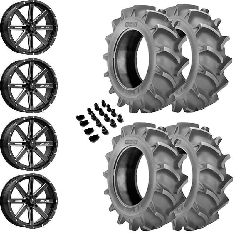 14" MSA M41 Boxer Black Milled & 30" BKT 171 Wheel and Tire Package