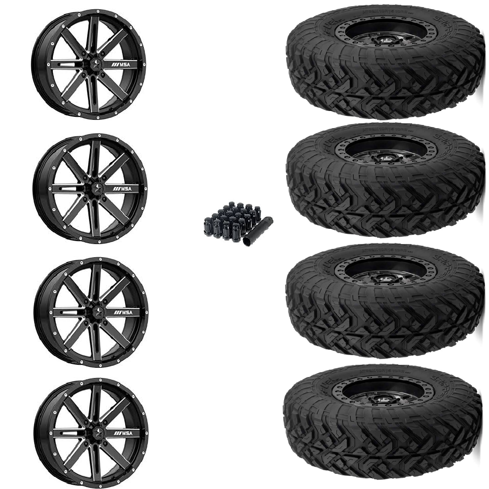 14" MSA M41 Boxer Black/Milled & 30" Fuel Gripper R/T Wheel and Tire ...