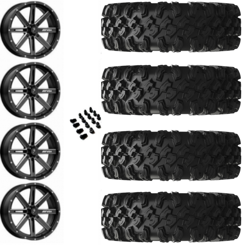 14" MSA M41 Boxer Black Milled & 30" EFX MotoRavage XL Wheel and Tire ...