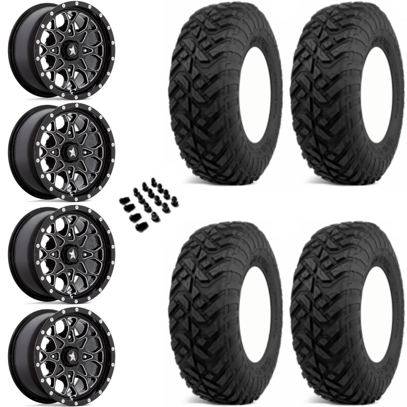 14" MSA M45 Portal Black Milled & 28" EFX Gripper R/T-K Wheel and Tire ...