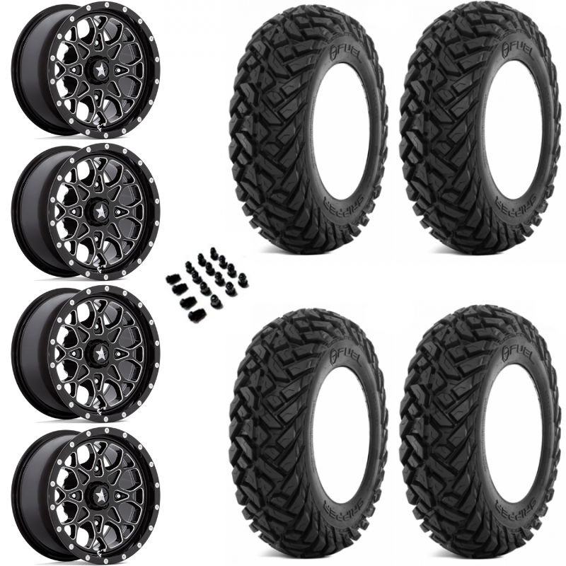 14" MSA M45 Portal Black Milled & 30" EFX Gripper UTV Wheel and Tire ...