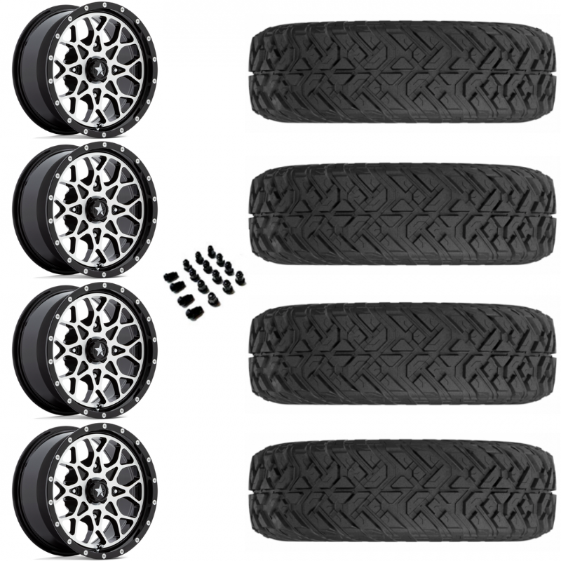 14" MSA M45 Portal Machined & 28" EFX Gripper R/T Wheel and Tire Package