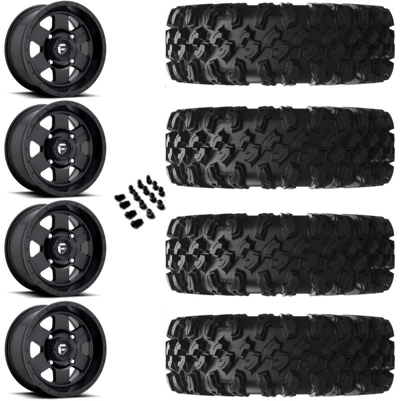 15" Fuel Podium D618 Black & 35" EFX MotoRavage XL Wheel and Tire Package