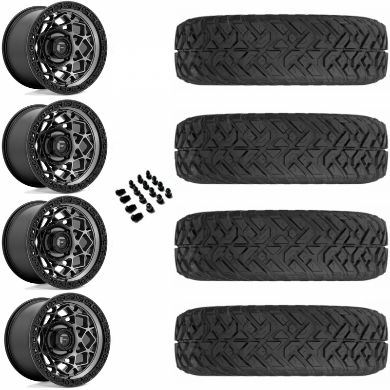 15" Fuel D784 Unit Gunmetal & 33" EFX Gripper RT Wheel and Tire Package