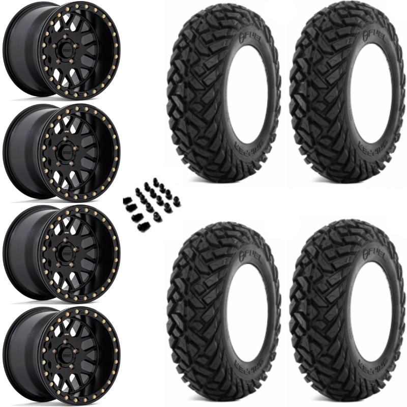 15" KMC KS235 Grenade Beadlock Black 5 Lug & 30" EFX Gripper UTV Wheel ...