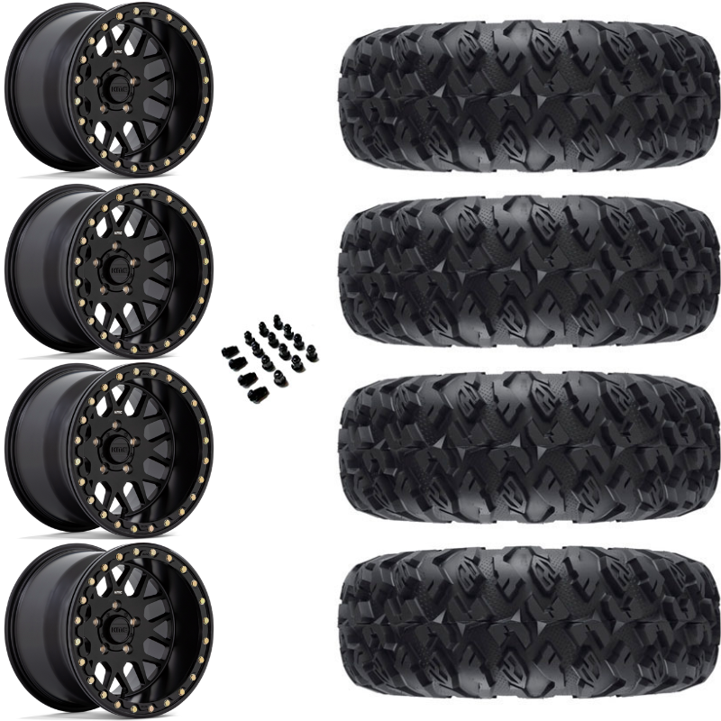 15" KMC KS235 Grenade Beadlock Black 5 Lug & 31" EFX MotoClaw Wheel and ...