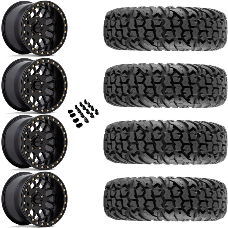 15" KMC KS235 Grenade Beadlock Black 5 Lug & 32" EFX MotoVator Wheel ...
