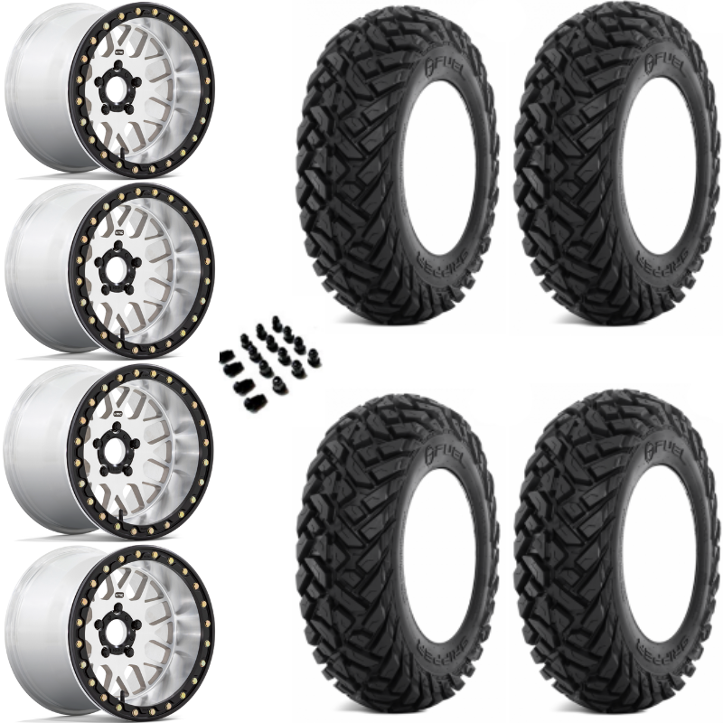 15" KMC KS235 Grenade Beadlock Machined 5 Lug & 30" EFX Gripper UTV ...